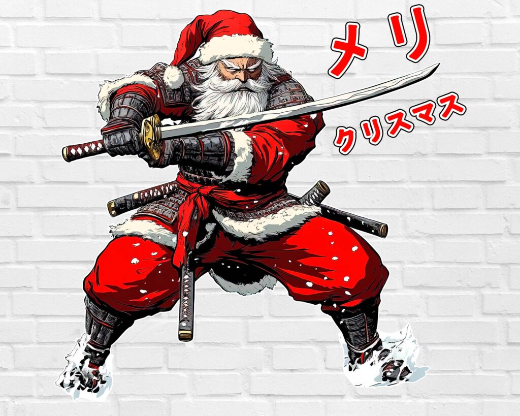 Samurai Santa PNG – Anime Christmas Clipart Download