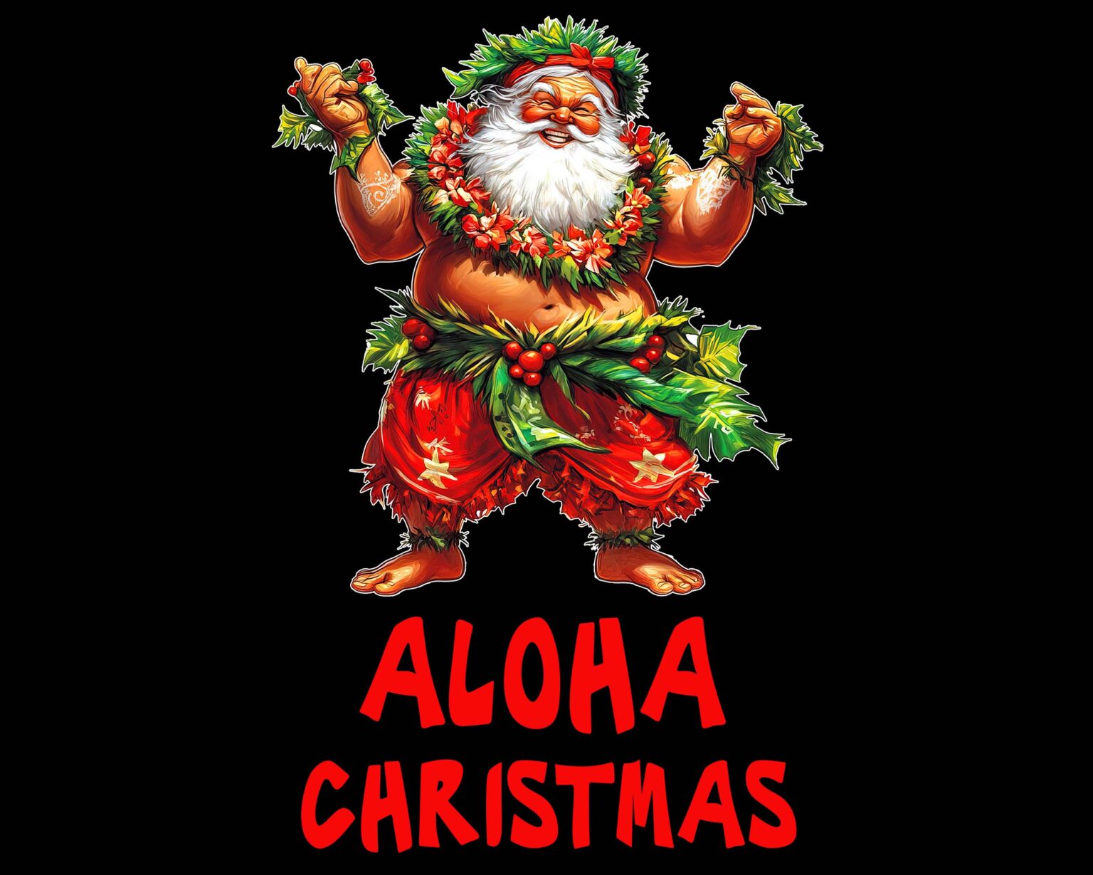 Hawaiian Santa PNG – Tropical Christmas Clipart Digital Download